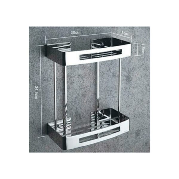 Ραφιέρα Τοίχου 2 Ράφια Χρωμέ Domistyle SS304 270116